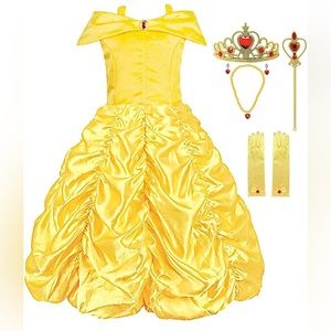Costumes | Little Girls Princess Yellow Party Costume Off Shoulder ...